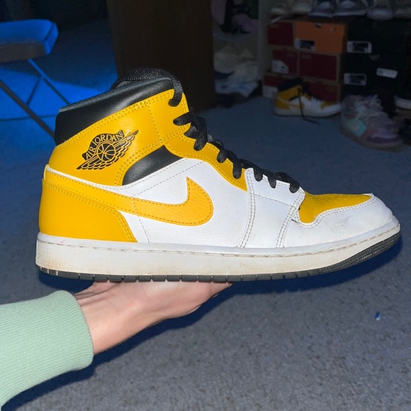 Nike | Shoes | Yellow Air Jordan Mids | Poshmark